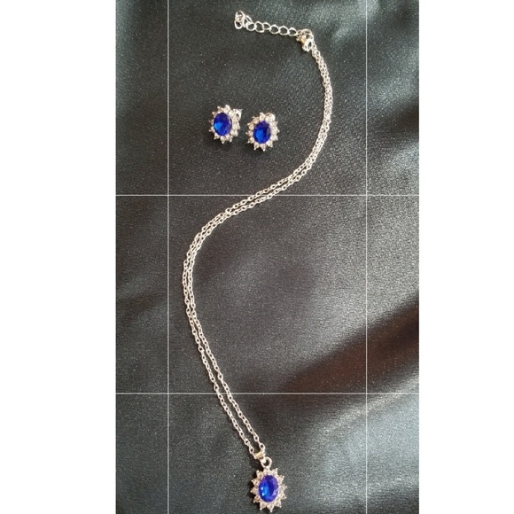 Jewelry | Stunning Royal Sapphire Blue Color Necklace Set | Poshmark